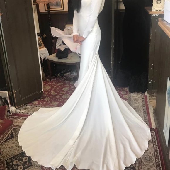 Skirts | Bespoke Wedding Dress With Cowl Back Size 1 Free Chapel Length ...